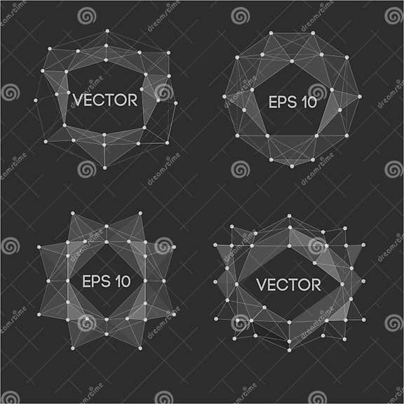 Abstract Low Poly Modern Labels. Vector Low Poly Frame with Space for ...