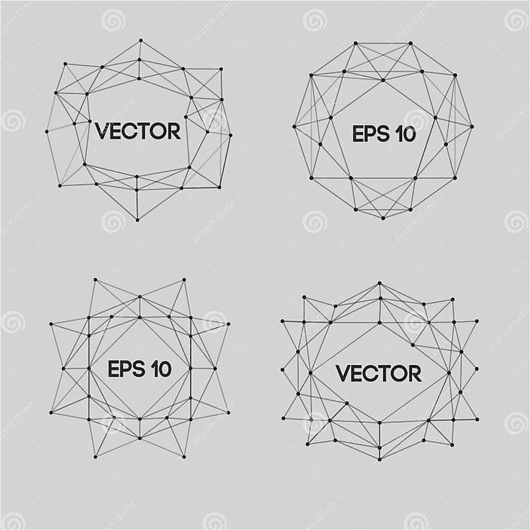 Abstract Low Poly Modern Labels. Vector Low Poly Frame with Space for ...