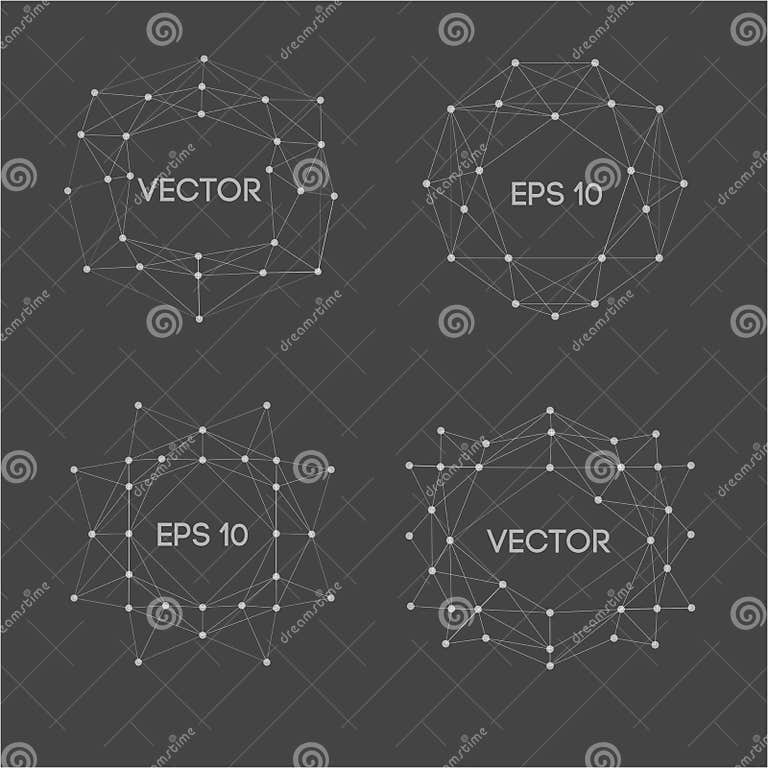 Abstract Low Poly Modern Labels. Vector Low Poly Frame with Space for ...