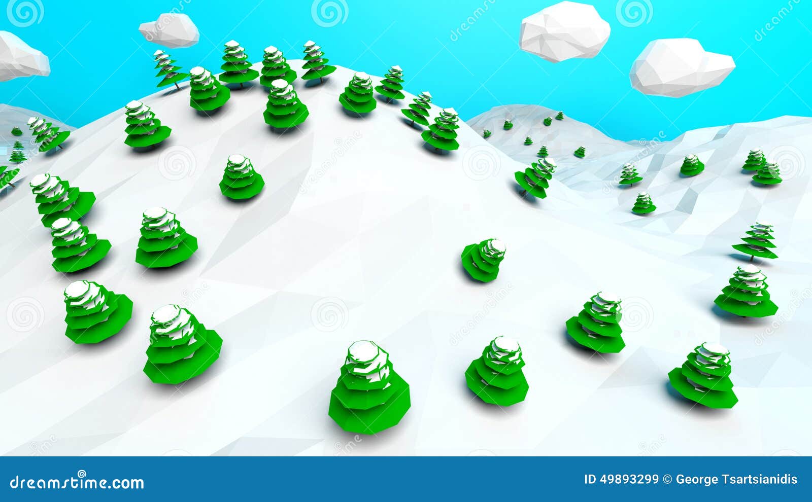 Abstract Low Poly Nature Winter Landscape Stock Illustration ...