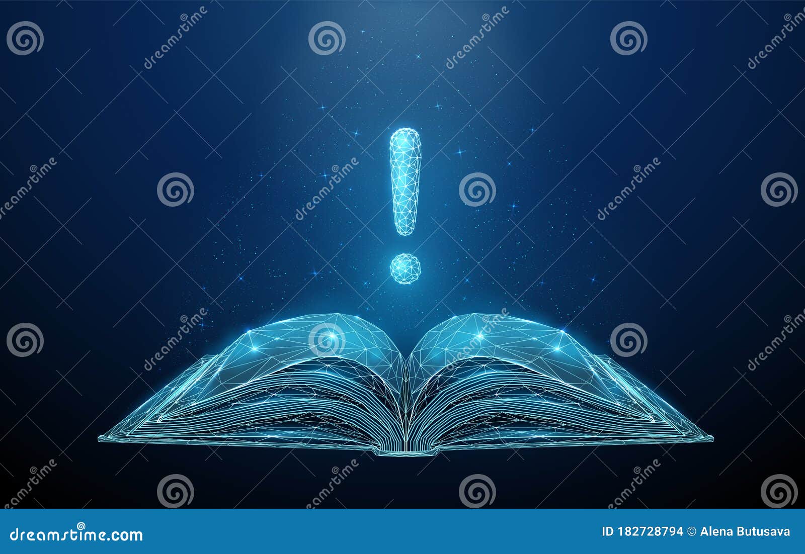 Abstract Low Poly Open Book with Exclamation Mark. Stock Vector ...
