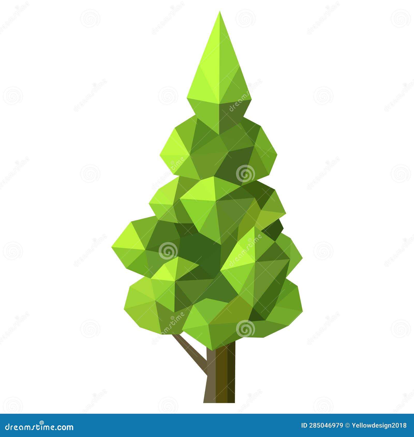 Low Poly Pine Tree With A Cloud And Falling Snowflakes Royalty-Free ...