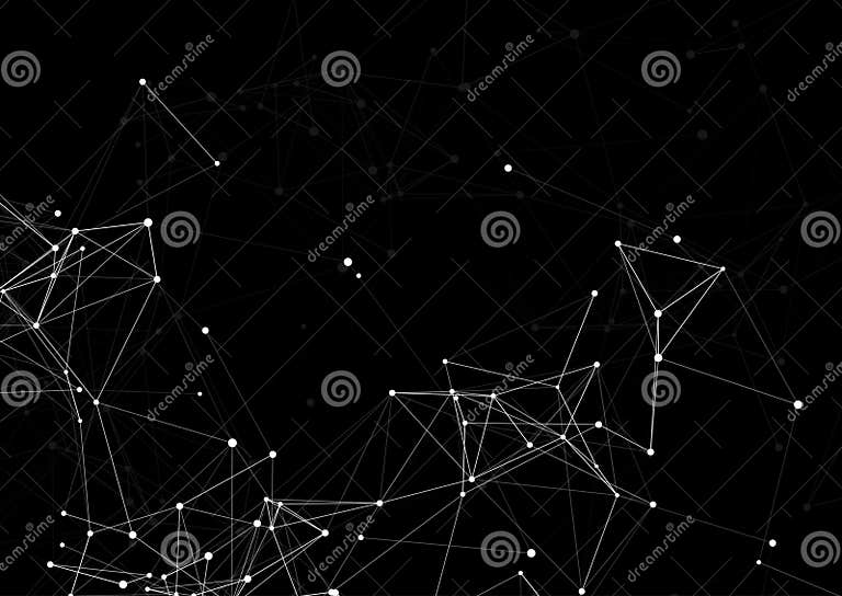 Abstract Low Poly Plexus Design in Black and White Stock Illustration ...