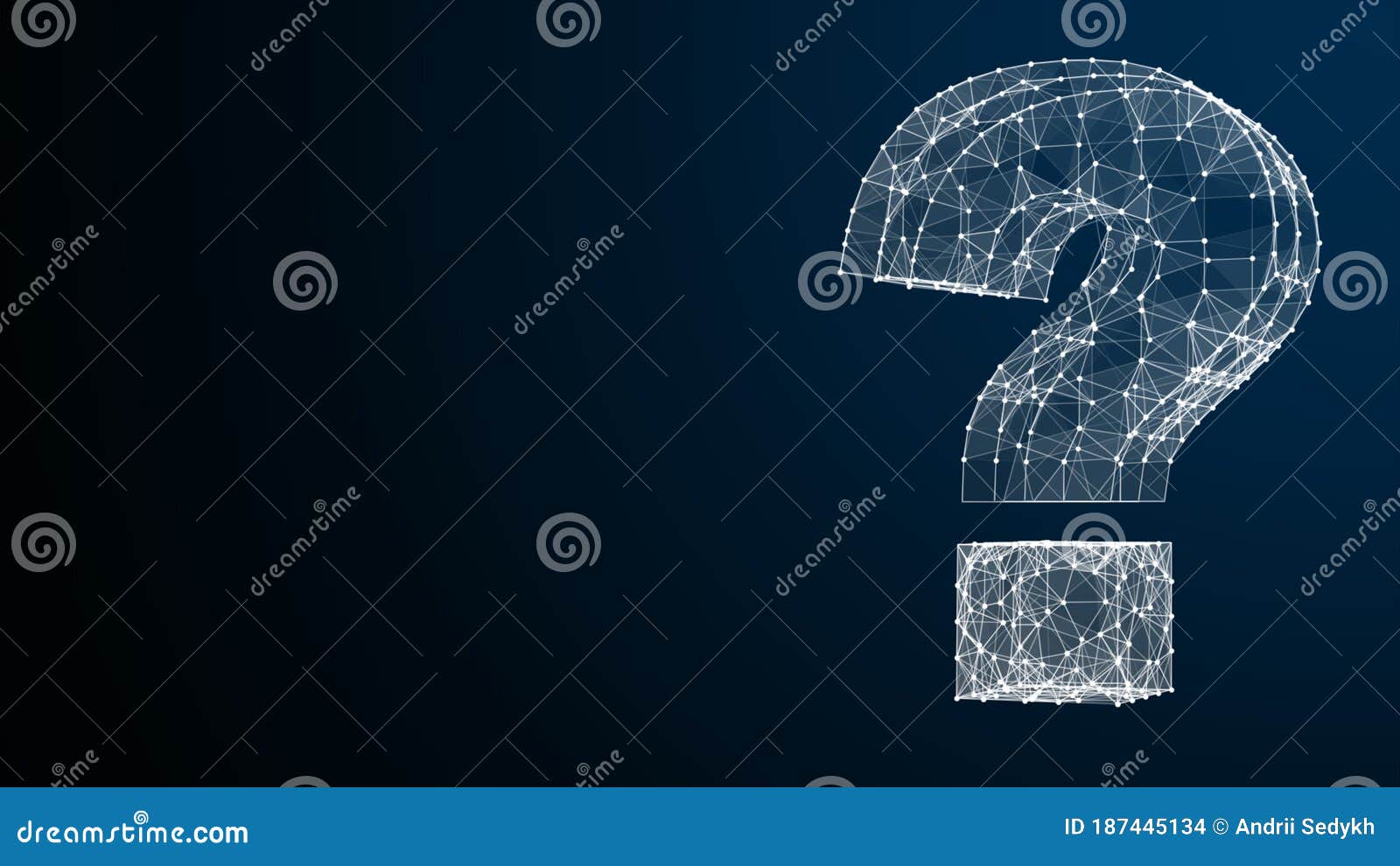 Abstract Low Poly Question Mark from Lines and Points. Wireframe Mesh ...