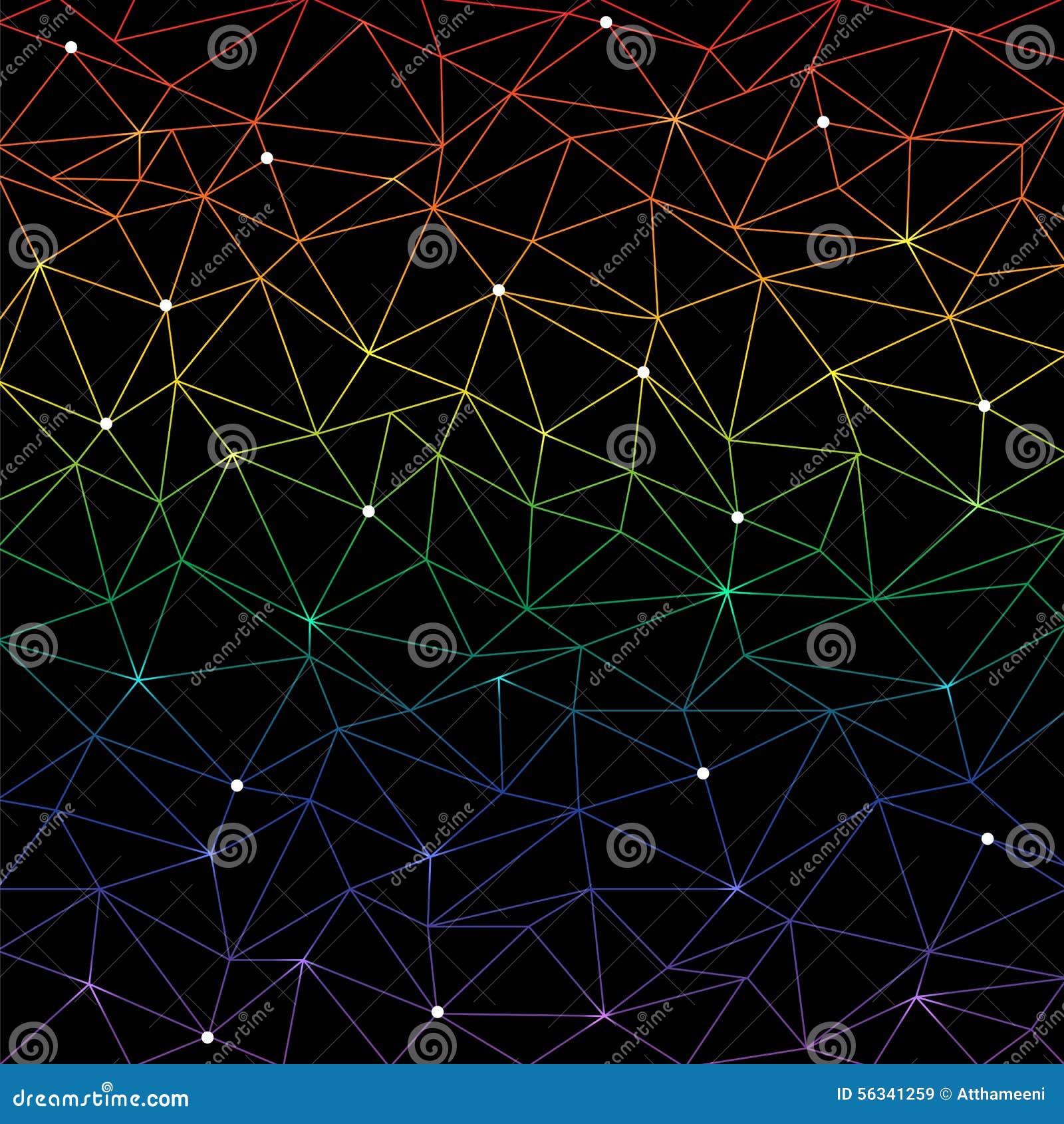 Abstract Low Poly Rainbow Net on Black Background Stock Vector ...