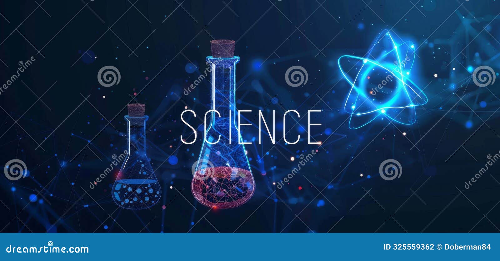 Abstract Low Poly Science Background Featuring Glowing Test Tubes and ...