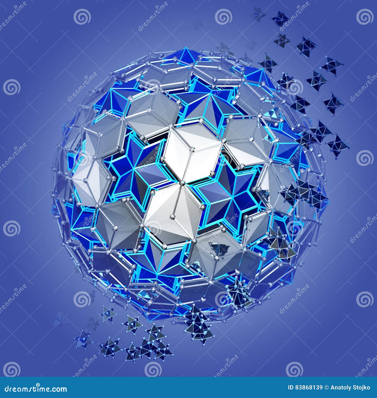 Abstract of Low Poly Sphere with Stars Structure Stock Illustration ...