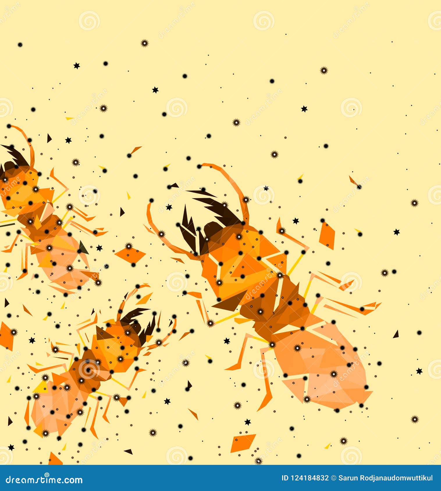 Abstract of Low Poly Termite with Point Connecting Network,animal ...