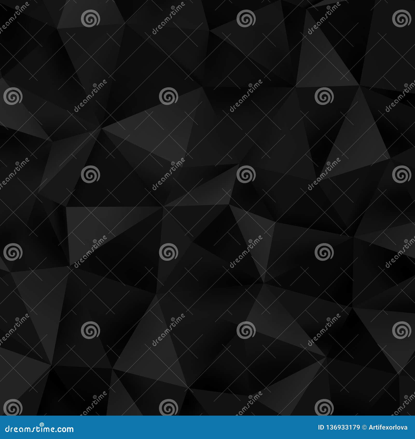 Abstract Low Poly Triangle Black Texture Background. Dark Polygonal ...