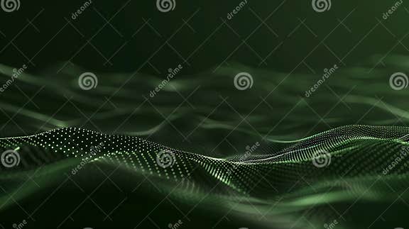 Abstract Low Poly Wave with Dots on Dark Green Background - AI ...