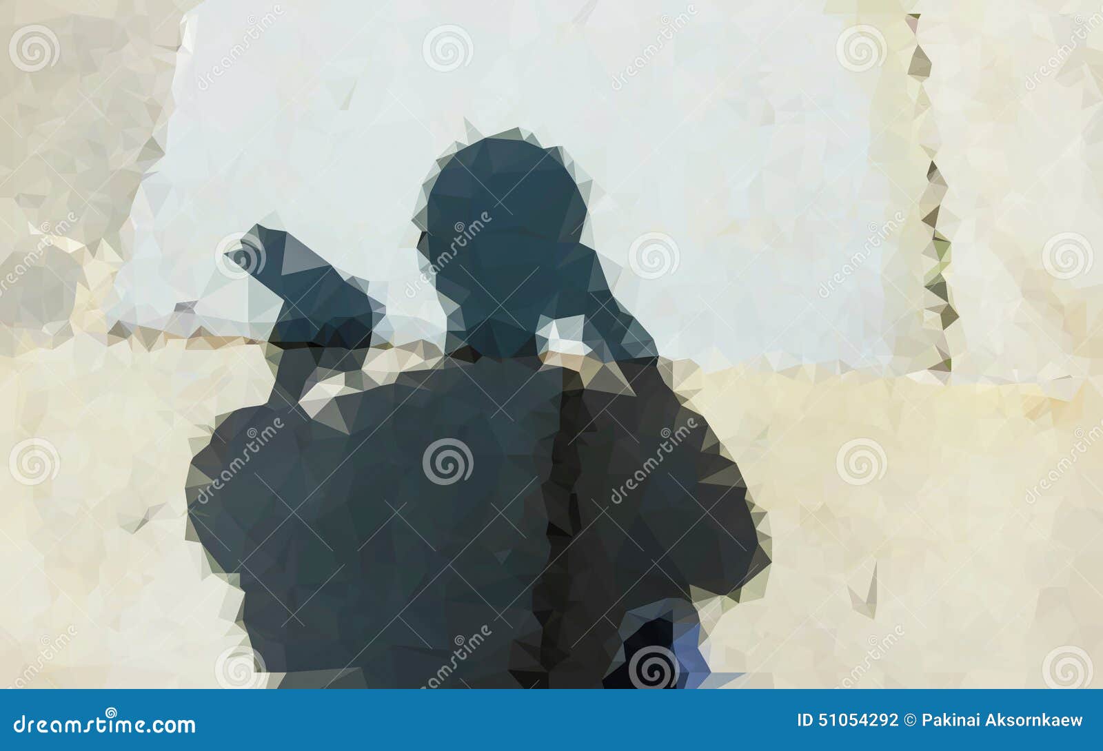 Abstract Low Polygon Shadow on the Wall Stock Illustration ...