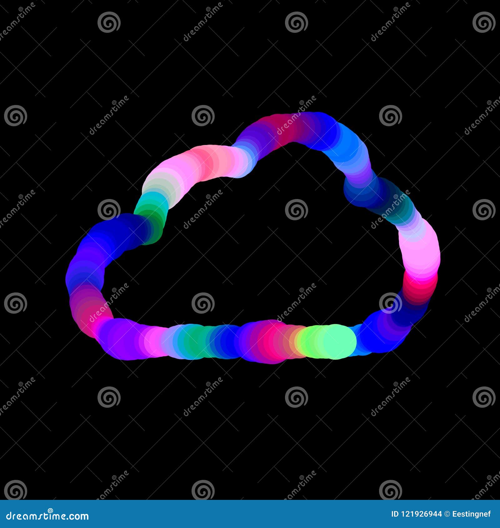 Abstract Luminance Cloud Frame. Isolated on Black Background Stock ...