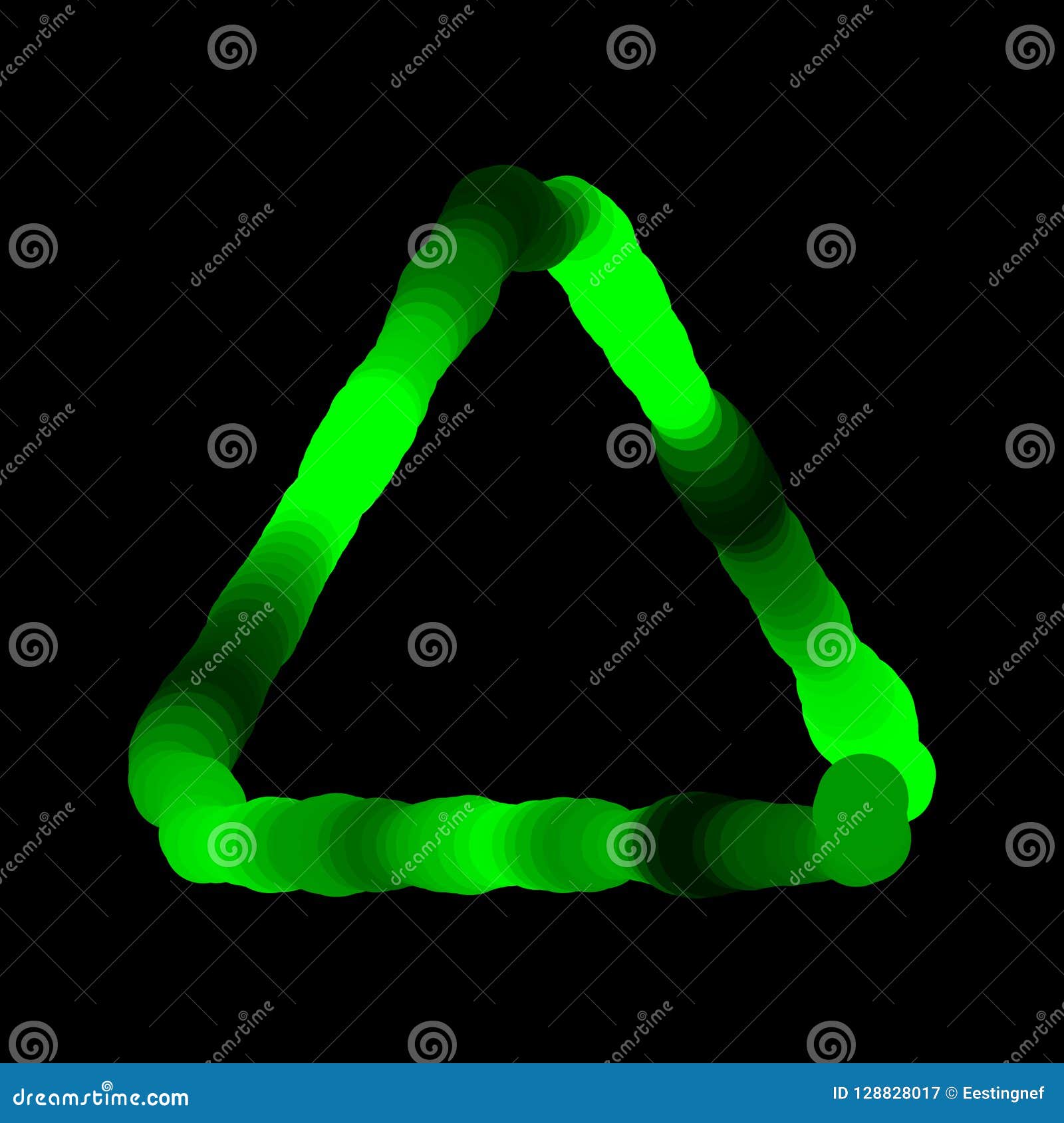 Abstract Luminance Triangle Frame. Isolated on Black Background Stock ...