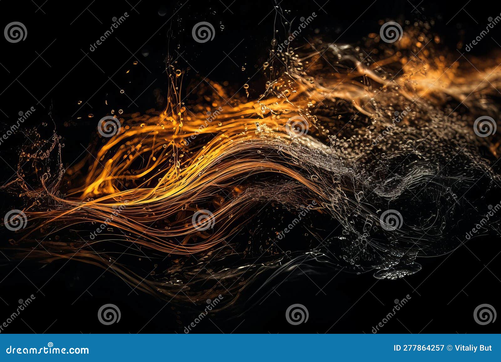 Abstract Luminous Energy Flow Wave Isolated on Black Background Made ...