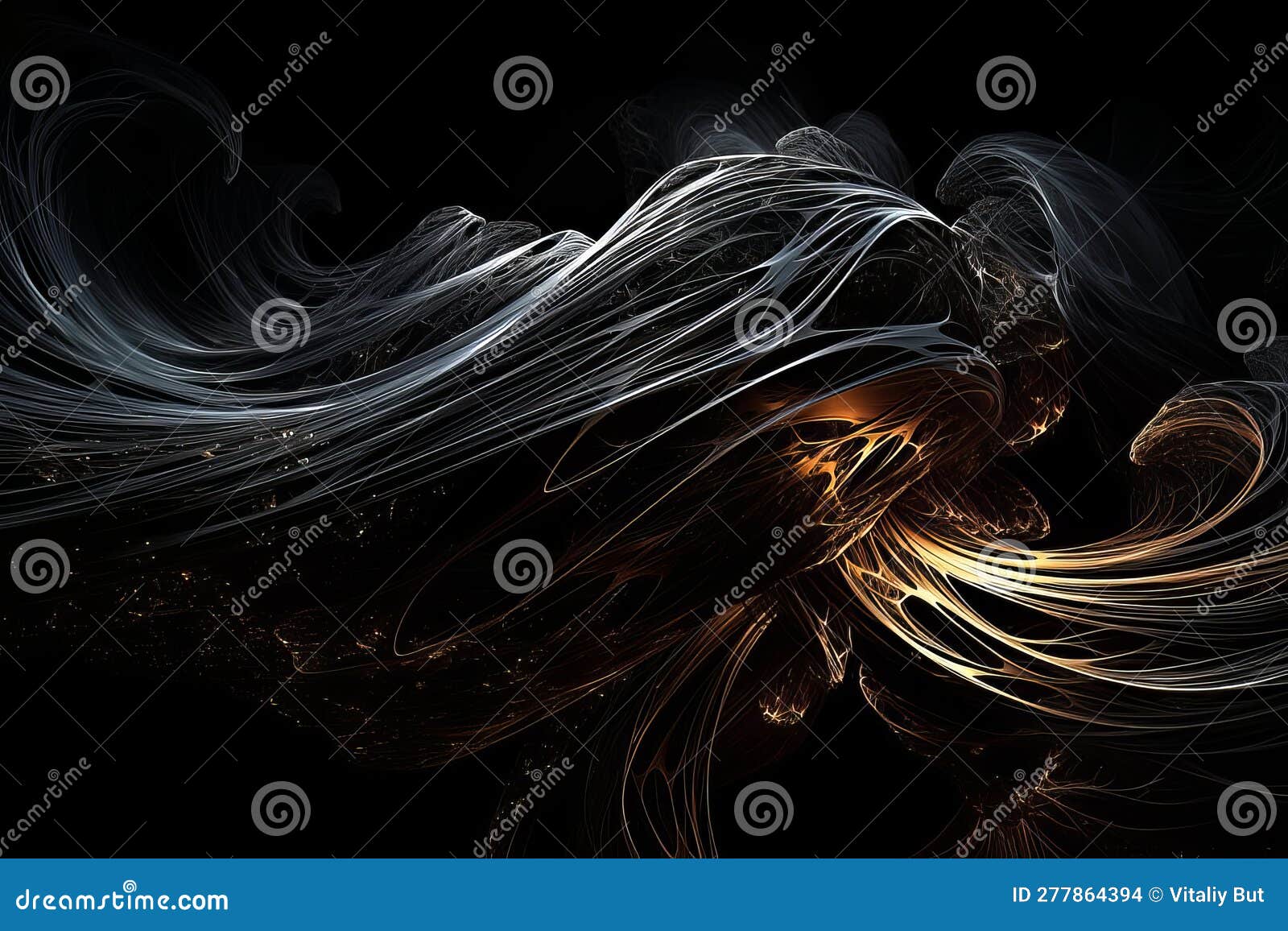 Abstract Luminous Energy Flow Wave Isolated on Black Background Made ...