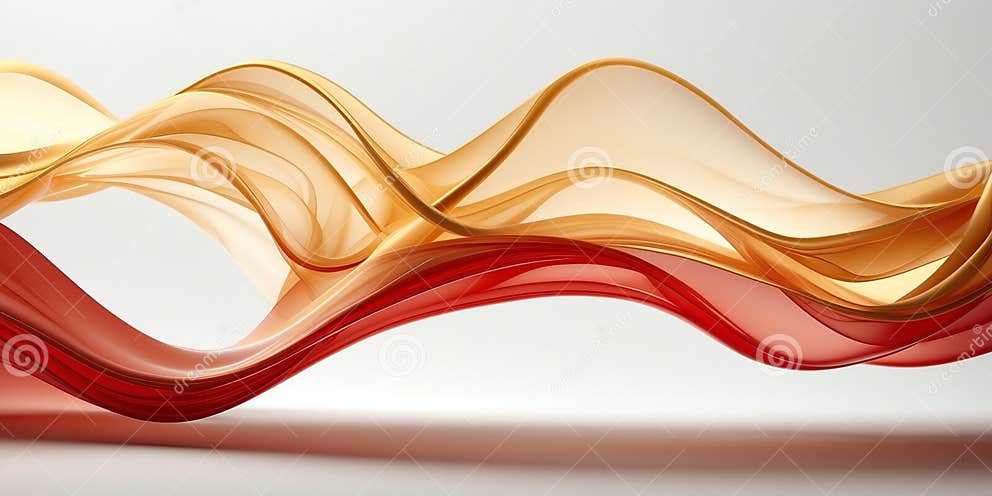 Abstract Luminous Gold Red Gradient Wave on Plain White Background ...