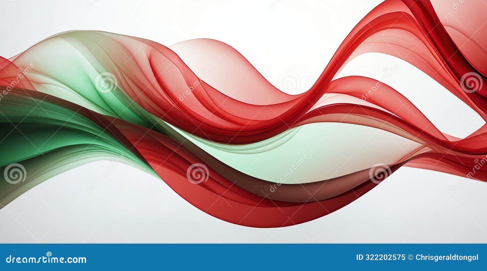 Abstract Luminous Red Green Gradient Wave on Plain White Background ...