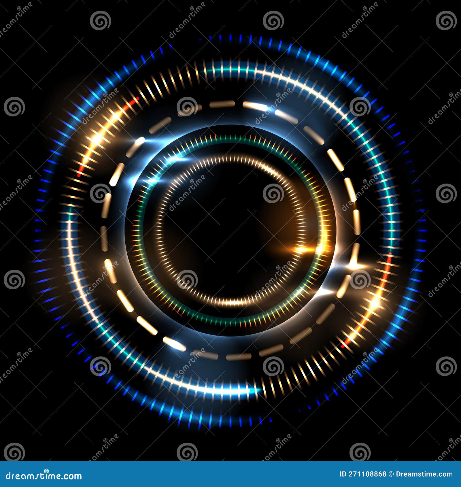 Abstract Luminous Round Frame. Glowing Disk with Bright Flashes Stock ...