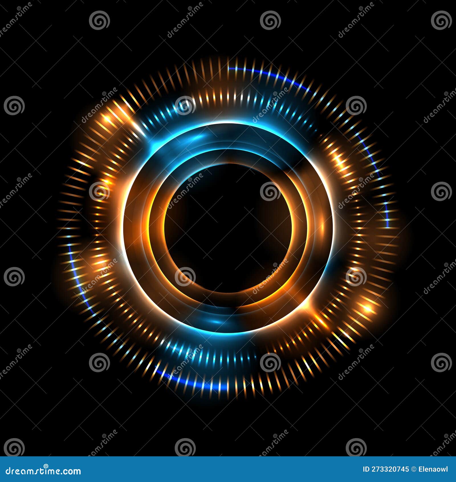 Abstract Luminous Round Frame. Glowing Disk with Bright Flashes Stock ...