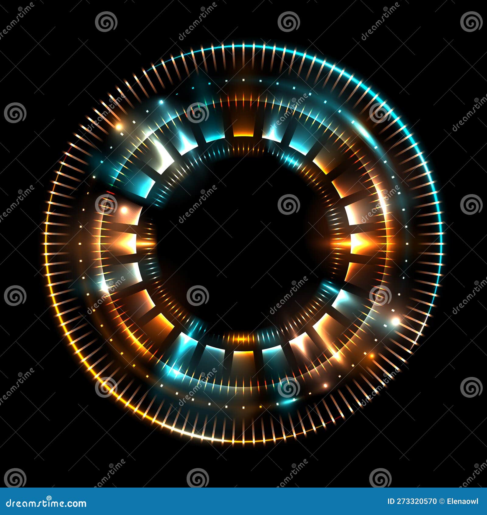 Abstract Luminous Round Frame. Glowing Disk with Bright Reflection ...