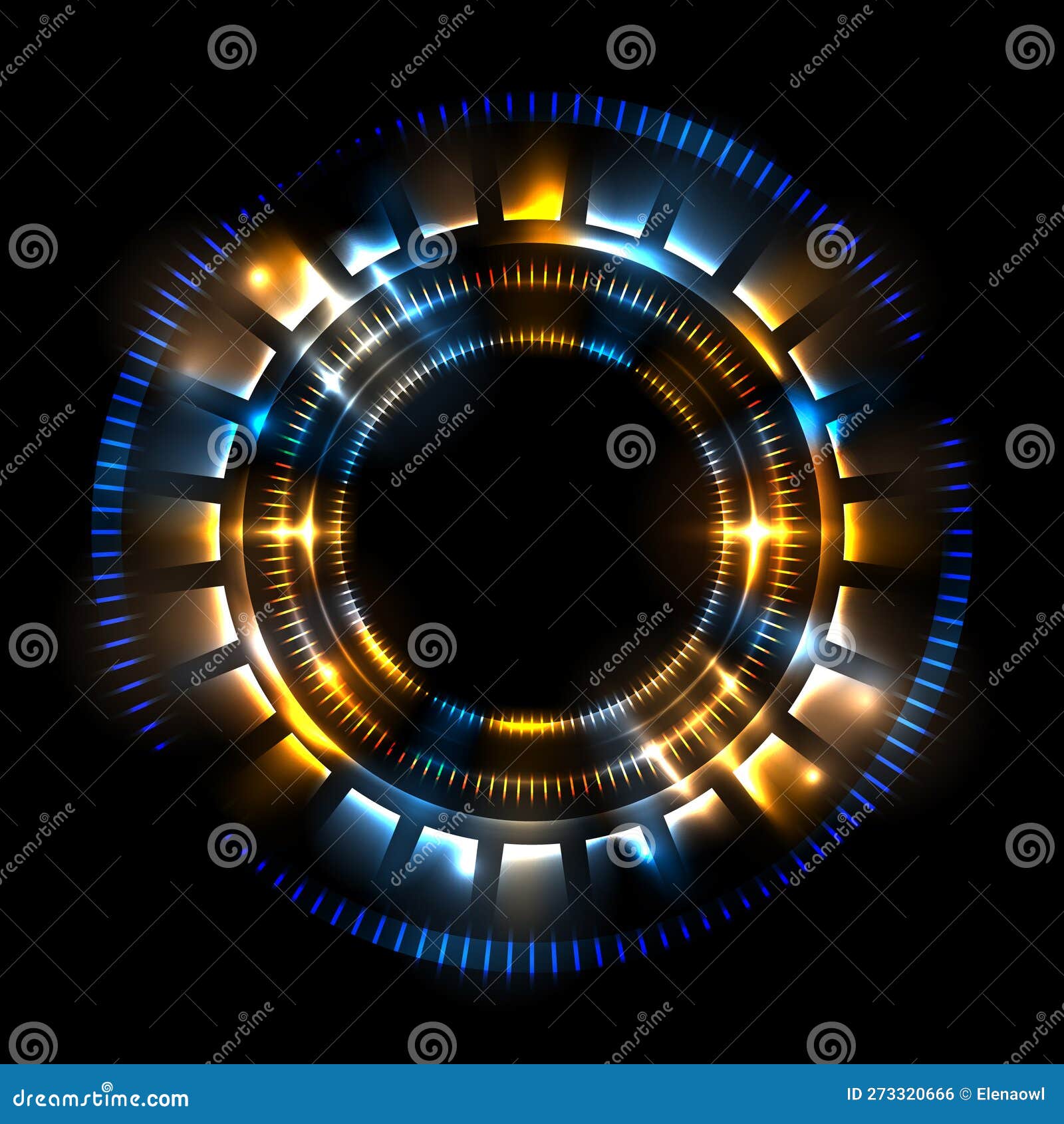 Abstract Luminous Round Frame. Glowing Disk with Bright Reflection ...