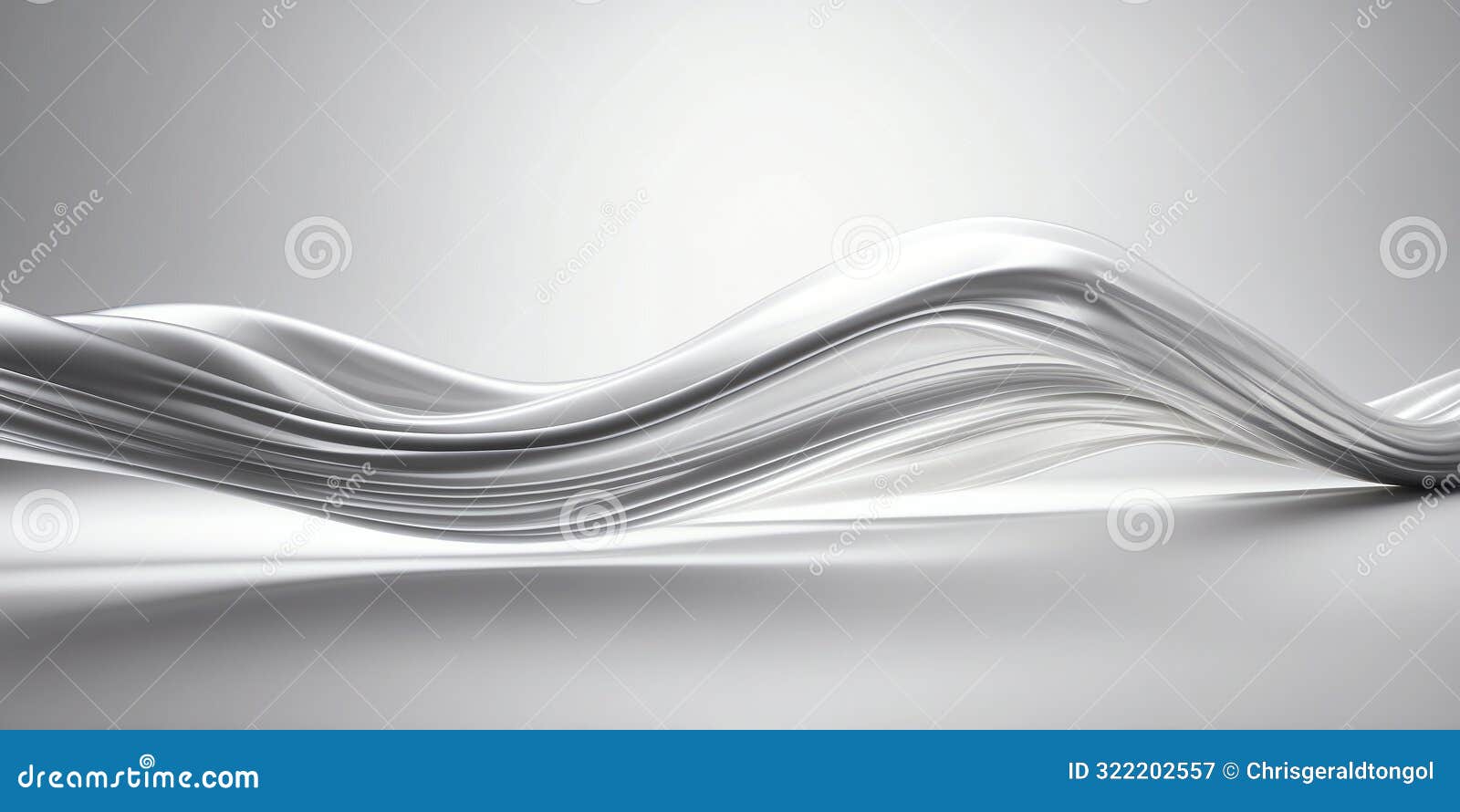 Abstract Luminous Silver Wave on Plain White Background Banner Ai ...
