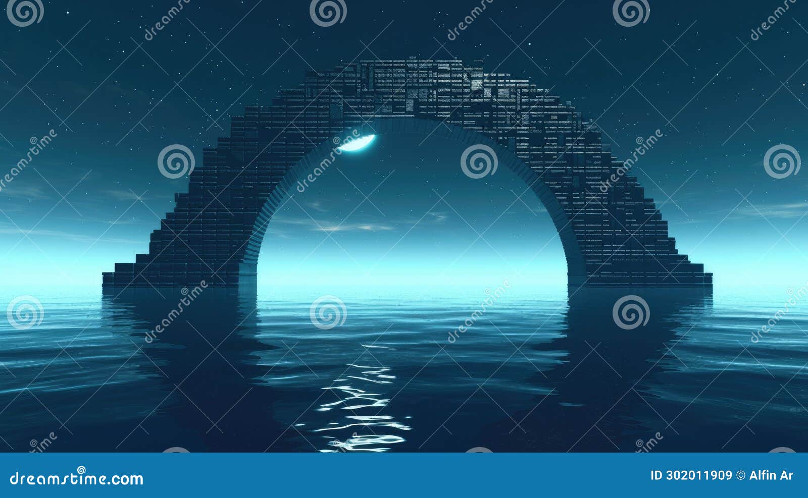 The Lunar Arch Bridge stock illustration. Illustration of ethereal ...
