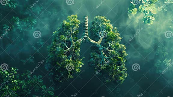 Abstract Lungs Formed by Tree Branches, Centered for World Asthma Day ...
