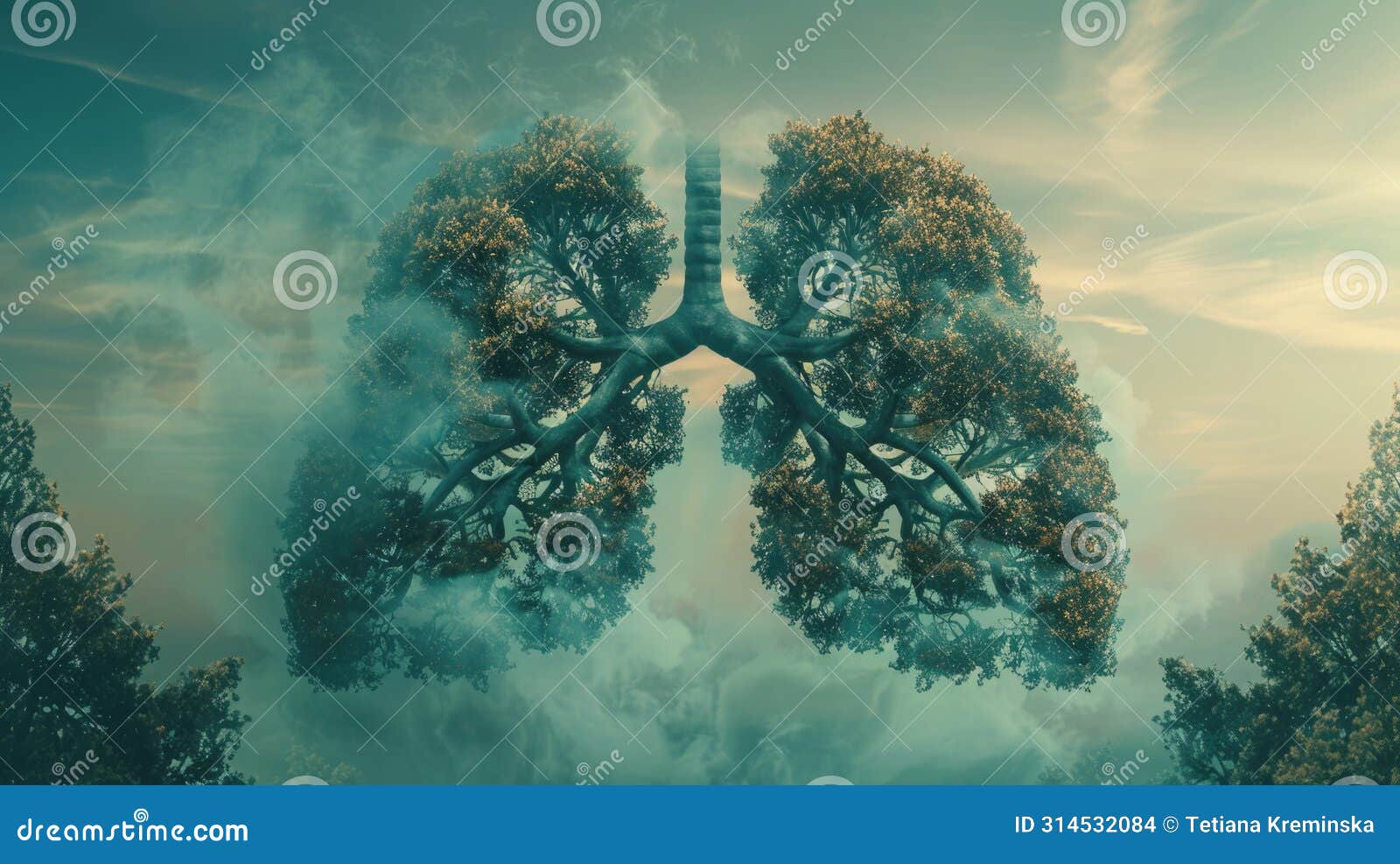 Abstract Lungs Formed by Tree Branches, Centered for World Asthma Day ...