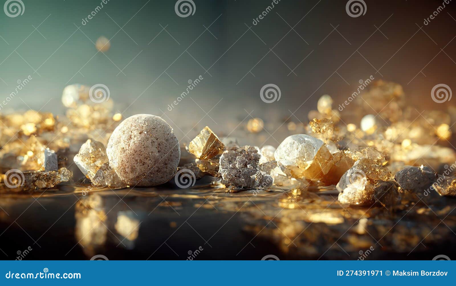 Abstract Luxury Background he with Gems and Crystals Gold Dust and ...