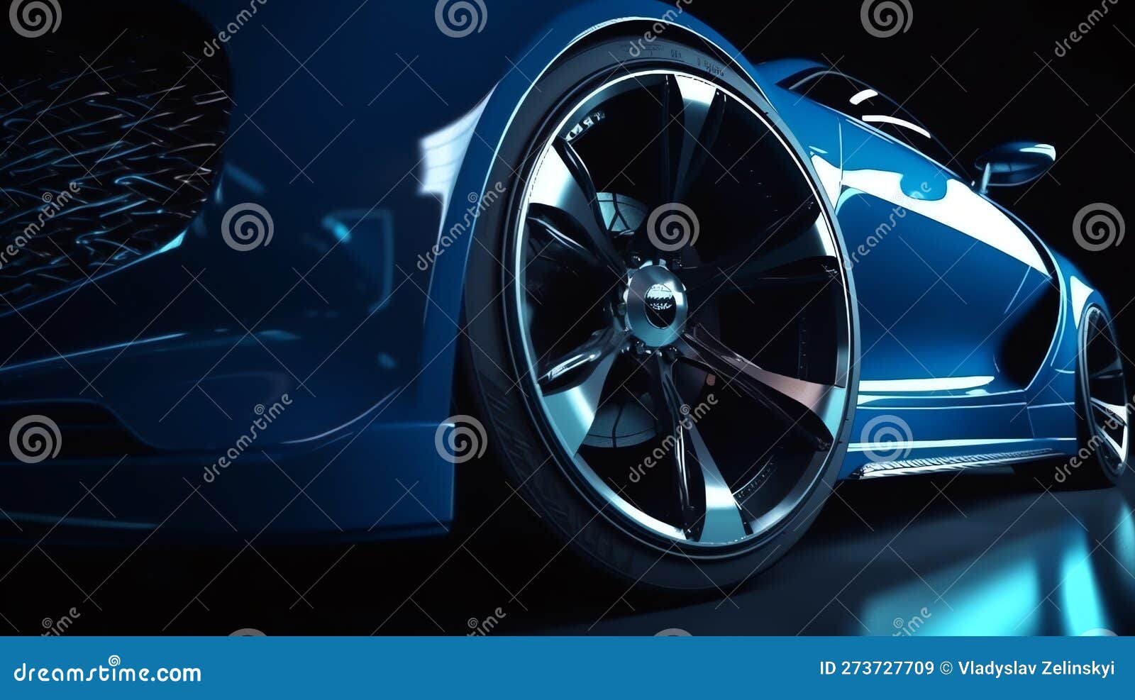 Abstract Luxury Blue Concept Car on Dak Background. Stock Image - Image ...