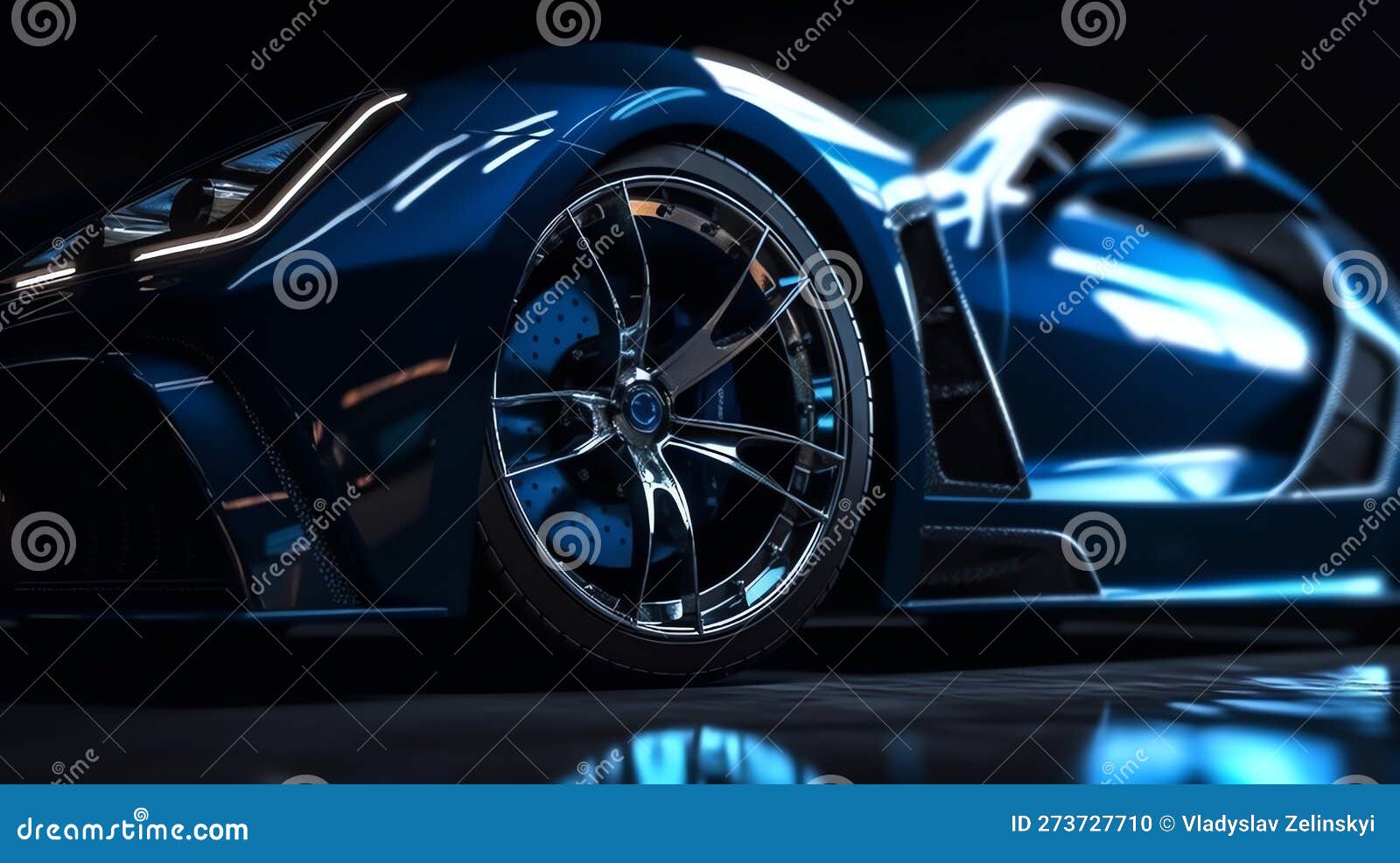 Abstract Luxury Blue Concept Car on Dak Background. Stock Photo - Image ...