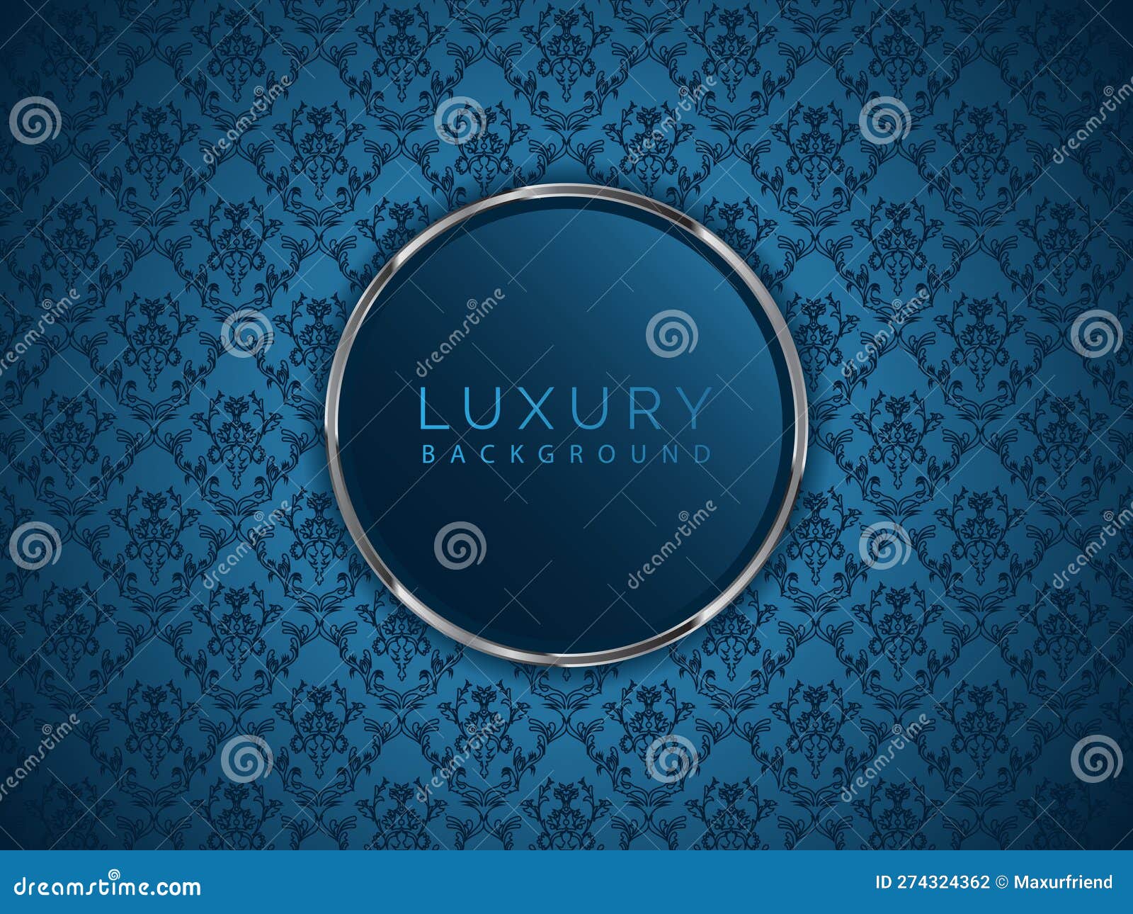 Abstract Luxury Blue Pattern with Siver Lined Circle Background Stock ...