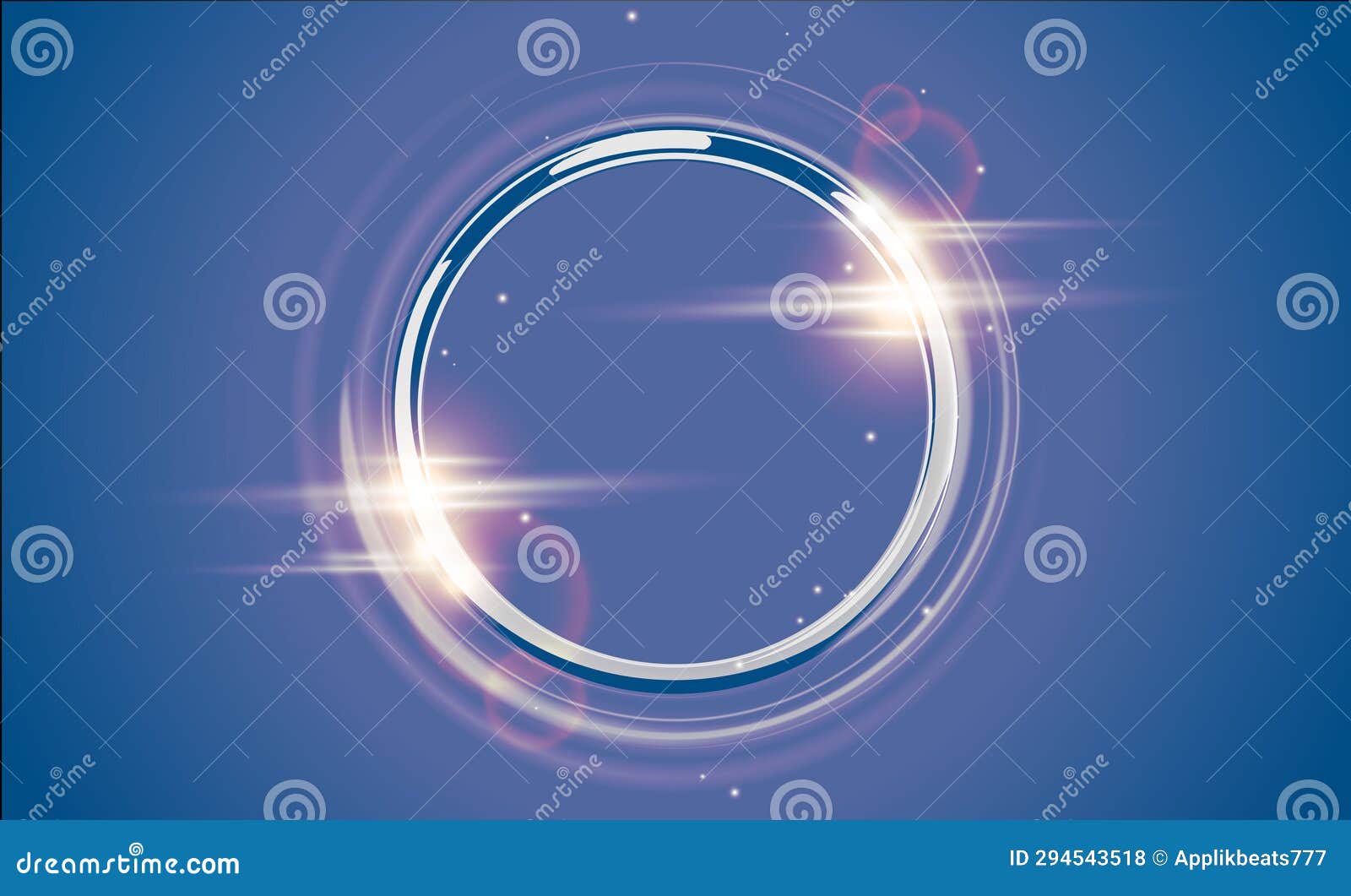 Abstract Luxury Chrome Metal Ring. Vector Light Circles and Spark Light ...