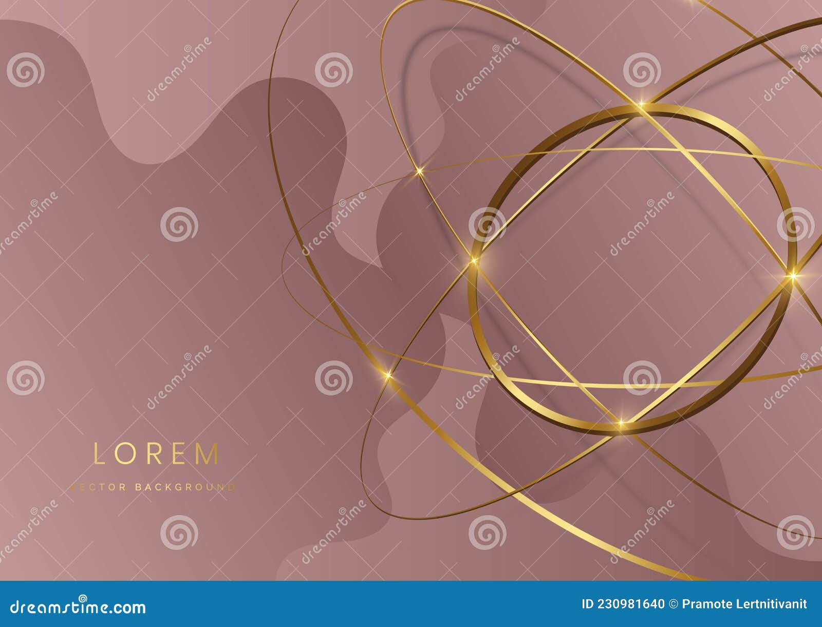 Abstract Luxury Gold Rings Overlapping on Rese Gold Background with ...