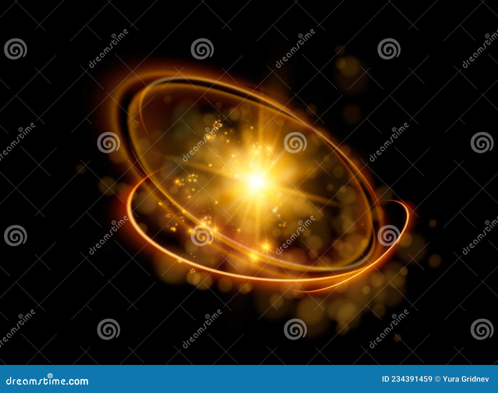 Abstract Luxury Golden Ring. Vector Light Circles and Spark Light ...