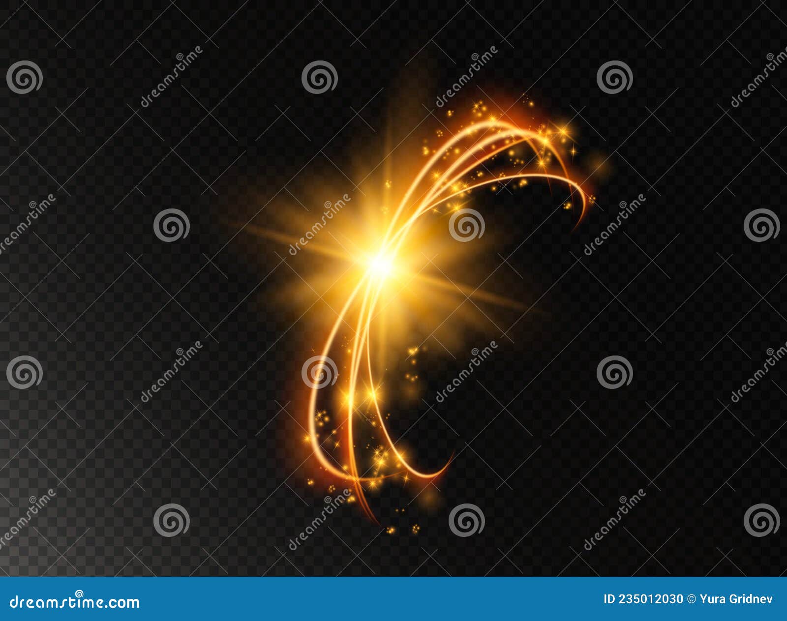 Abstract Luxury Golden Ring. Vector Light Circles and Spark Light ...