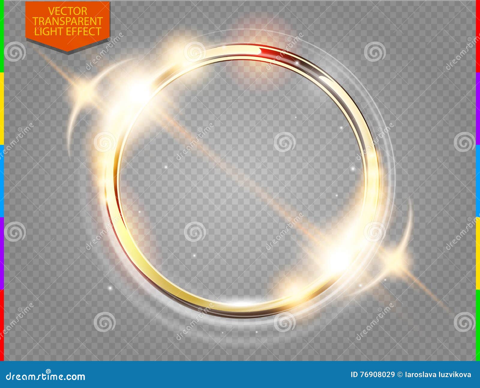 Abstract Luxury Golden Ring. Vector Light Circles and Spark Light ...