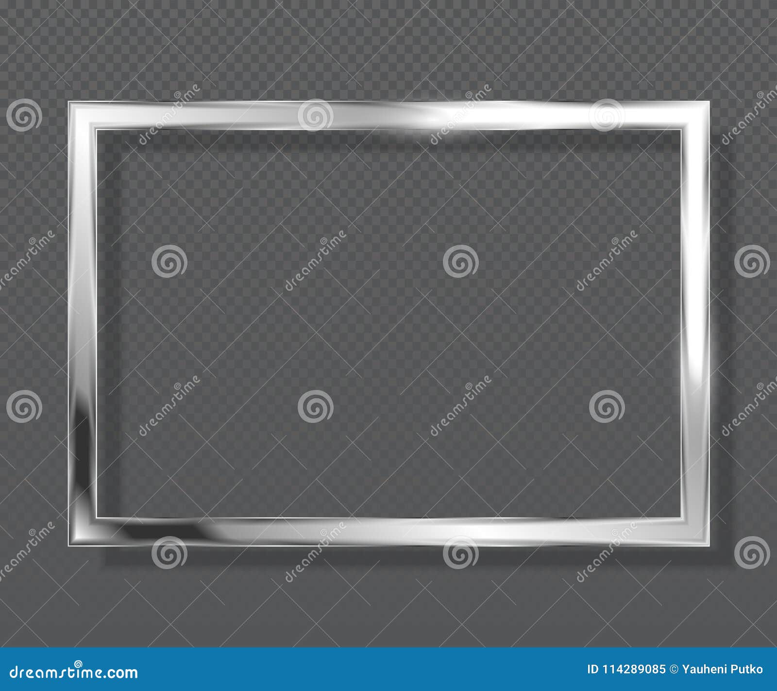 Abstract Luxury Metallic Square Frame on Transparent Background. Silver ...