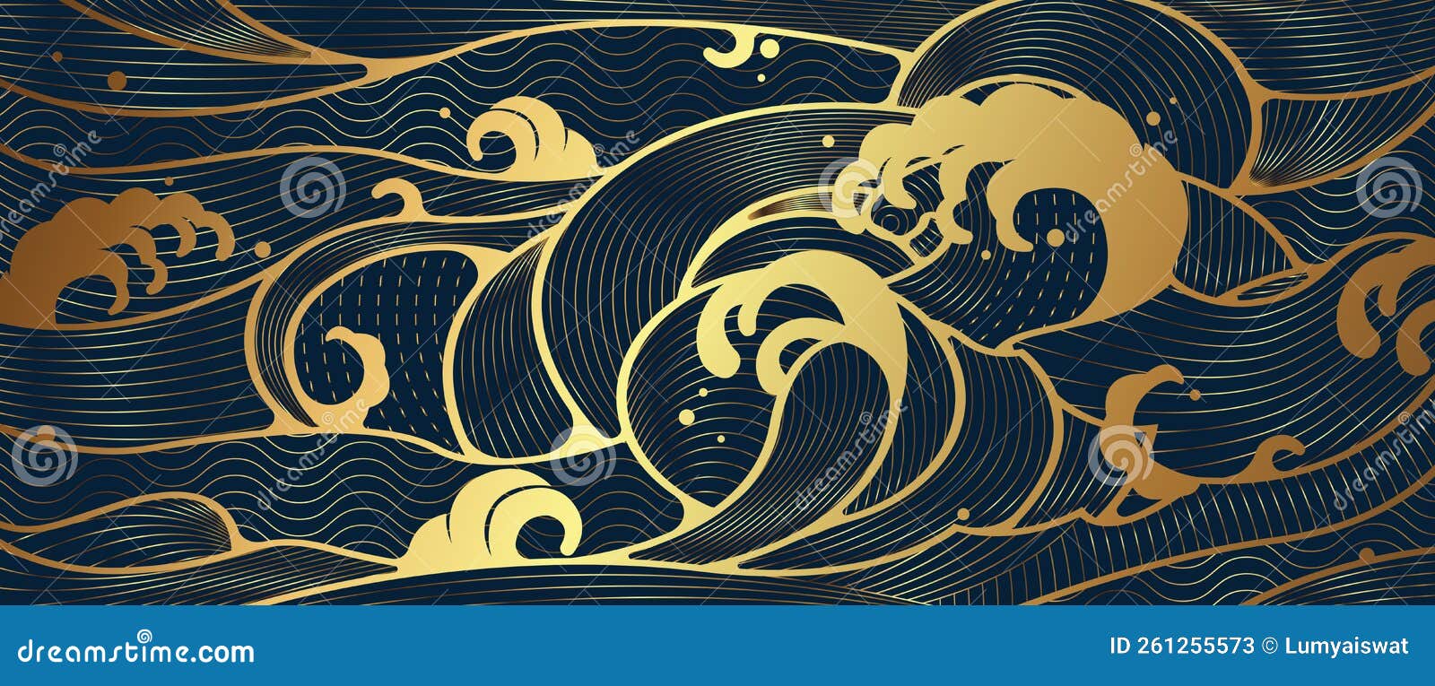 Abstract Luxury Ocean Waves Golden Background Stock Vector ...