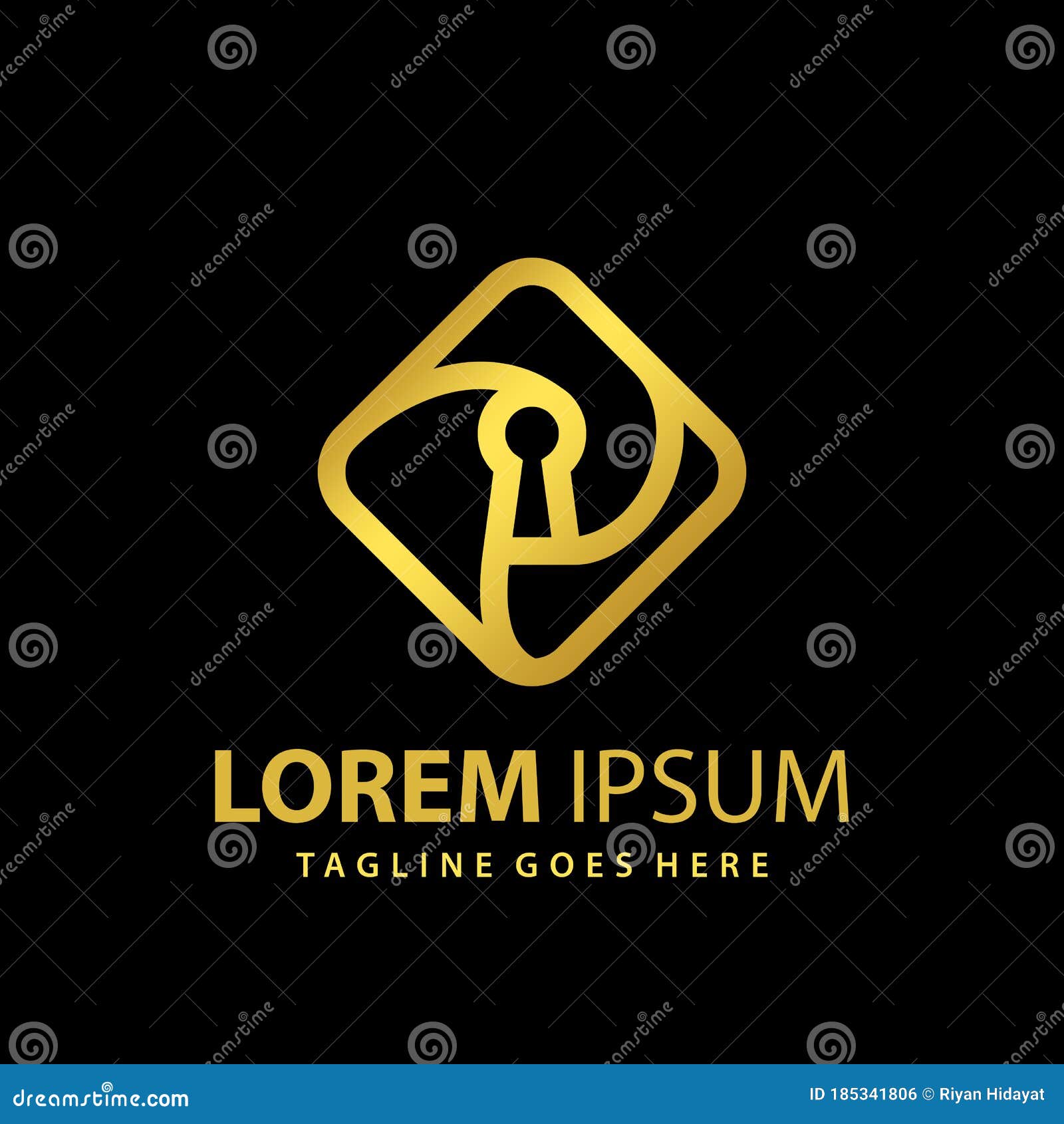 Abstract Luxury Square Key Lock Logo Design Template Premium Vector ...