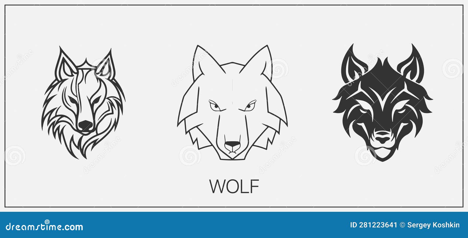 Abstract Luxury Wolf Head Vector Monogram Logo Design Template. Wolf ...