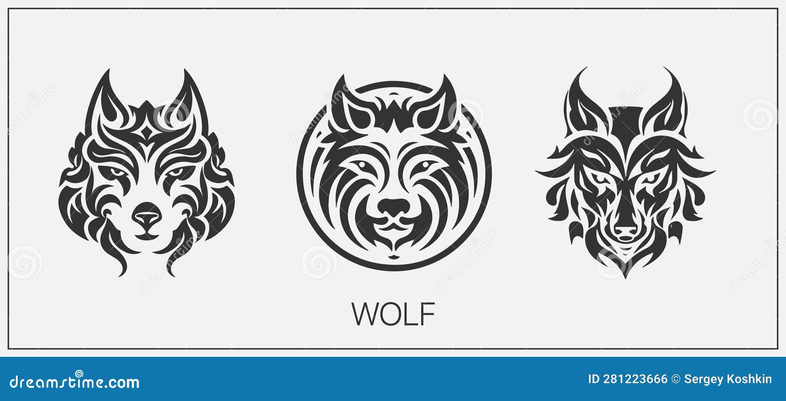 Abstract Luxury Wolf Head Vector Monogram Logo Design Template. Wolf ...