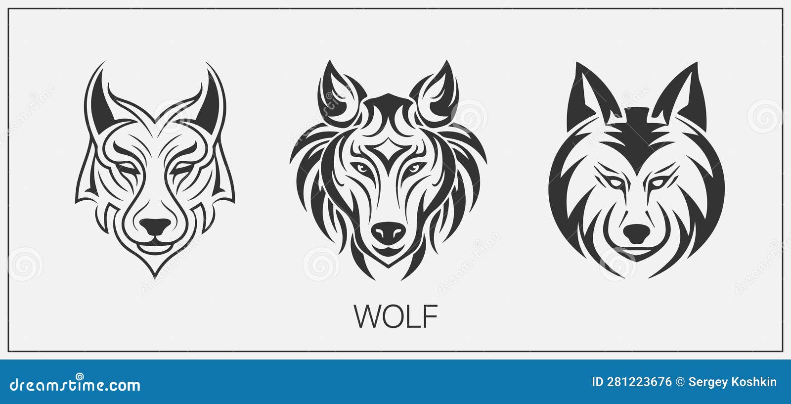 Abstract Luxury Wolf Head Vector Monogram Logo Design Template. Wolf ...