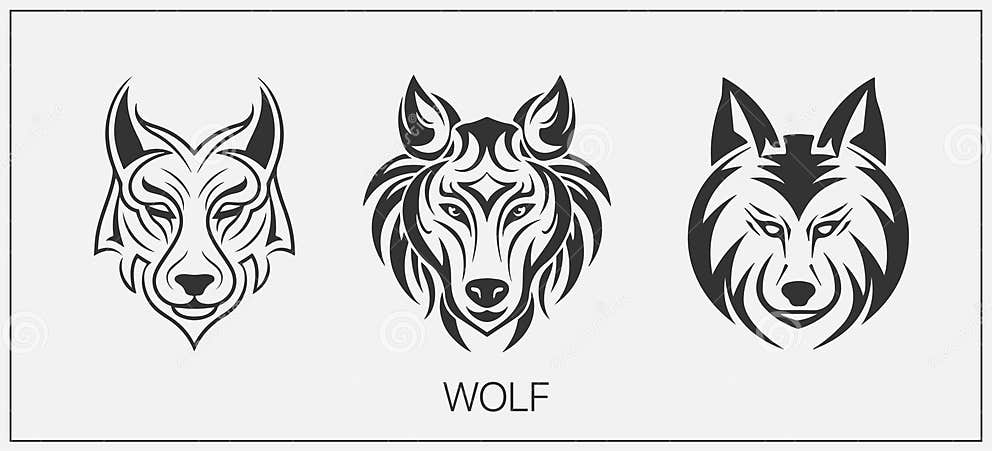 Abstract Luxury Wolf Head Vector Monogram Logo Design Template. Wolf ...