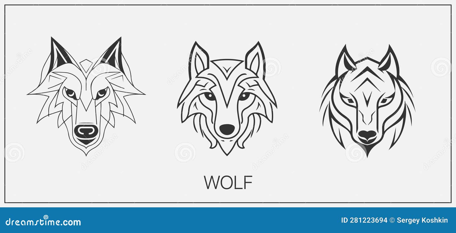 Abstract Luxury Wolf Head Vector Monogram Logo Design Template. Wolf ...