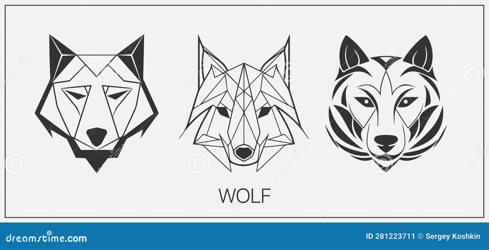 Abstract Luxury Wolf Head Vector Monogram Logo Design Template. Wolf ...