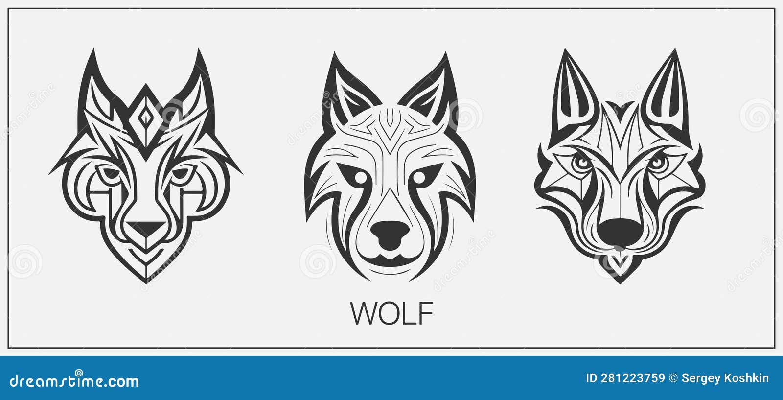 Abstract Luxury Wolf Head Vector Monogram Logo Design Template. Wolf ...
