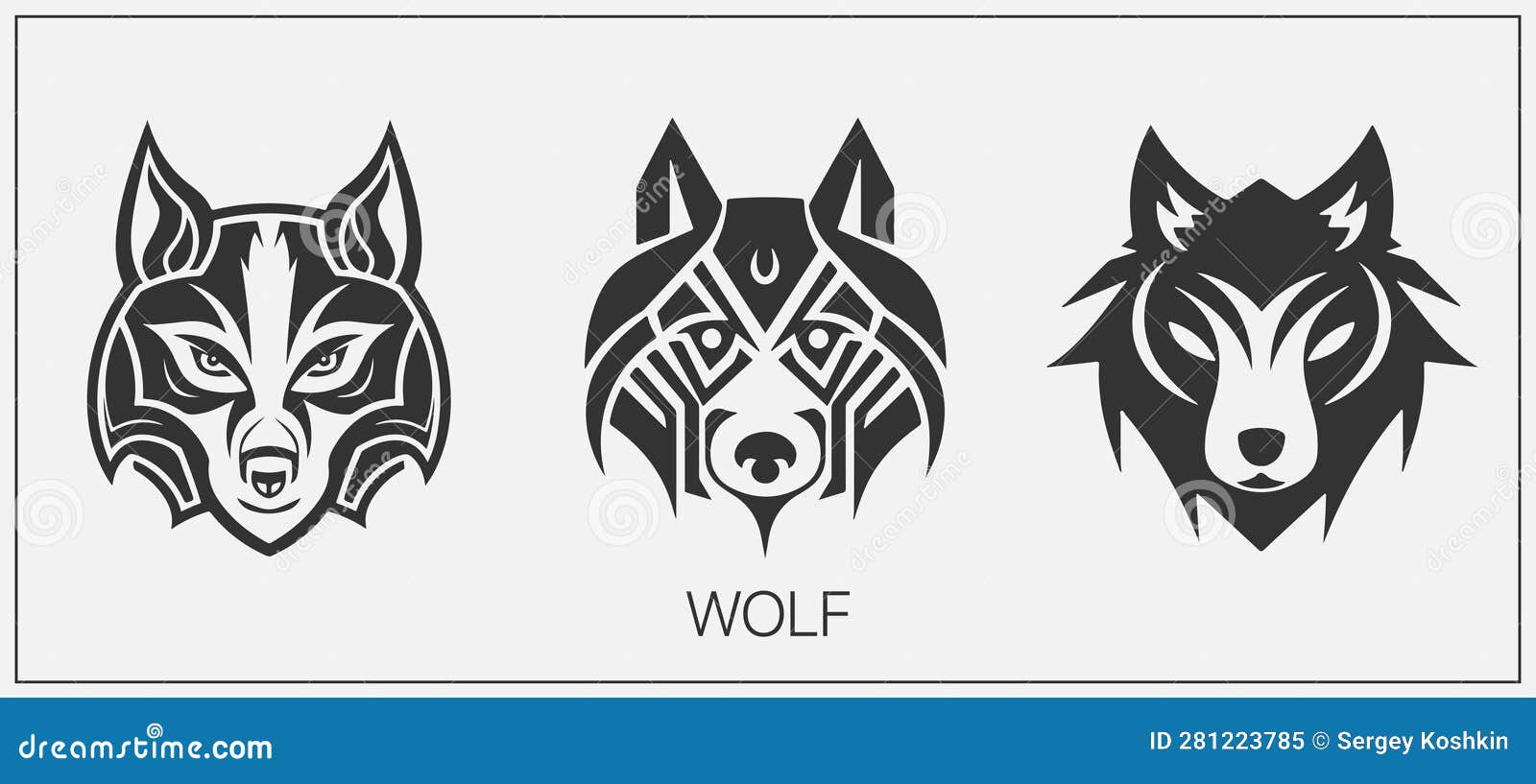 Abstract Luxury Wolf Head Vector Monogram Logo Design Template. Wolf ...