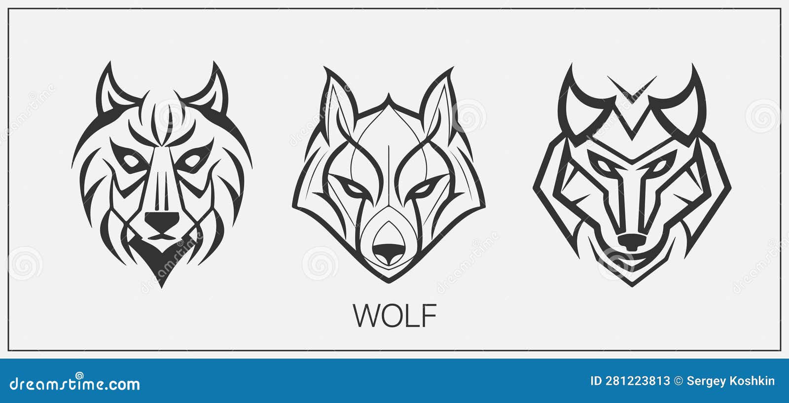 Abstract Luxury Wolf Head Vector Monogram Logo Design Template. Wolf ...
